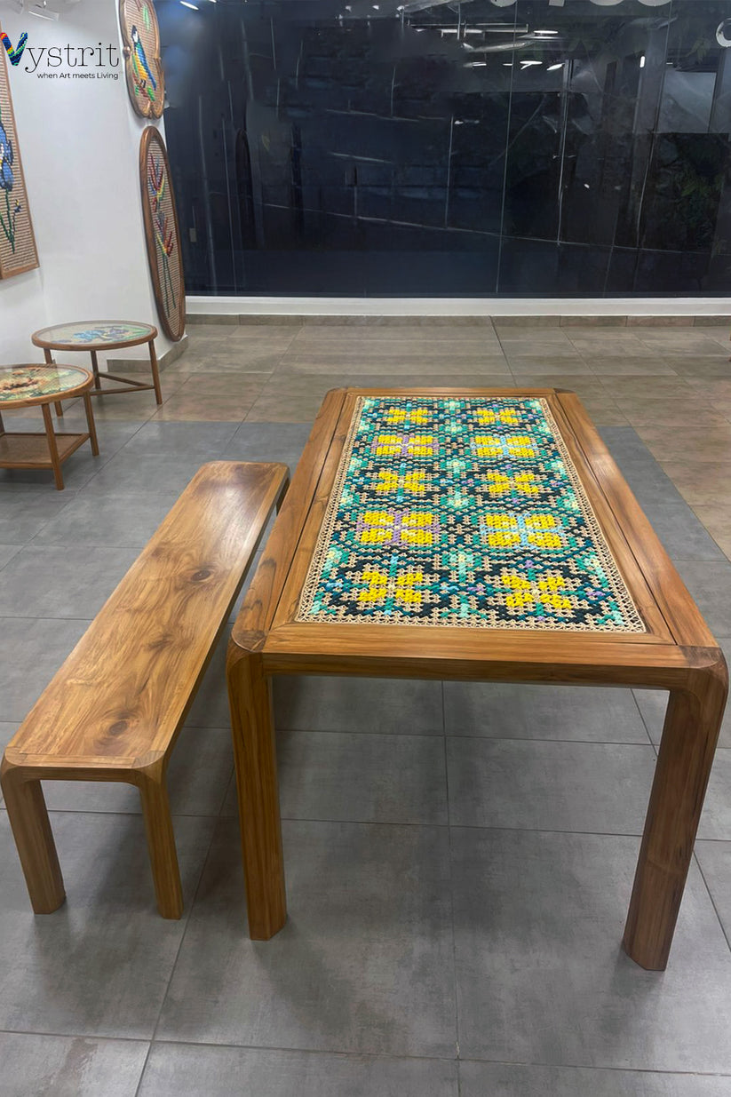 6 seater Dining Table with Changeable Art - 6ft x 3ft – Vystrit Designs