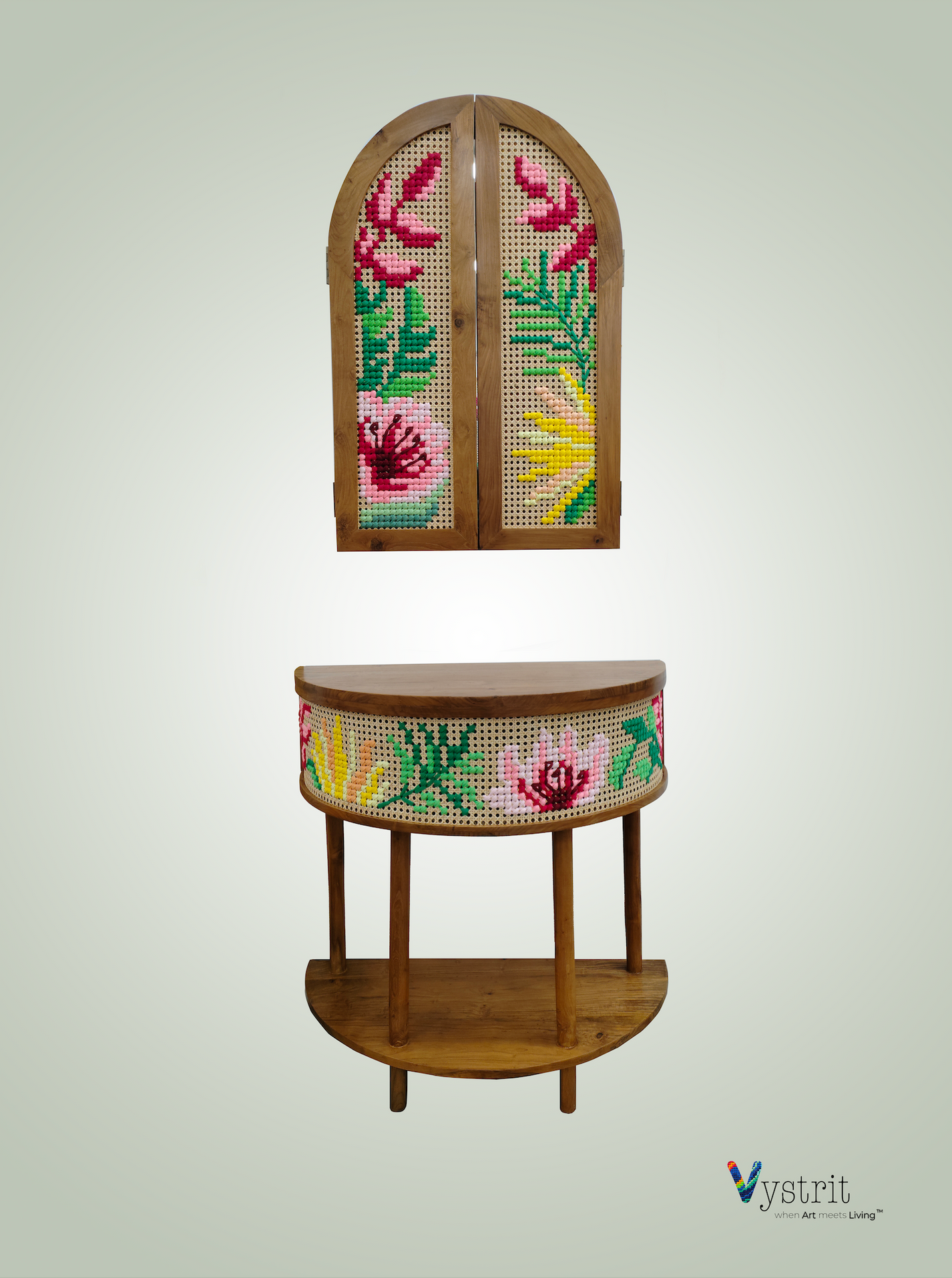 Console Table, Mirror with Doors, Combination - Bright Floral – Vystrit ...